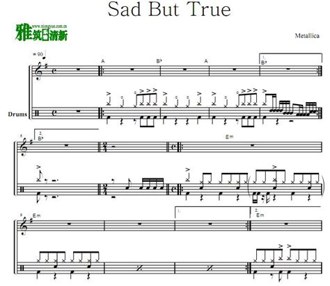 Metallica乐队 Sad But True 架子鼓谱