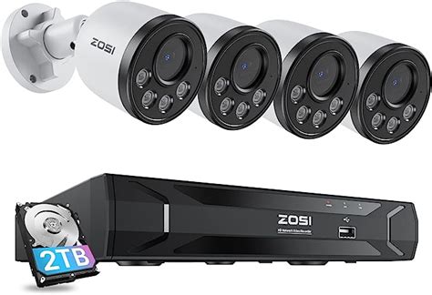 ZOSI 5MP PoE CCTV Camera System With Audio 8CH H 265 5MP PoE NVR And