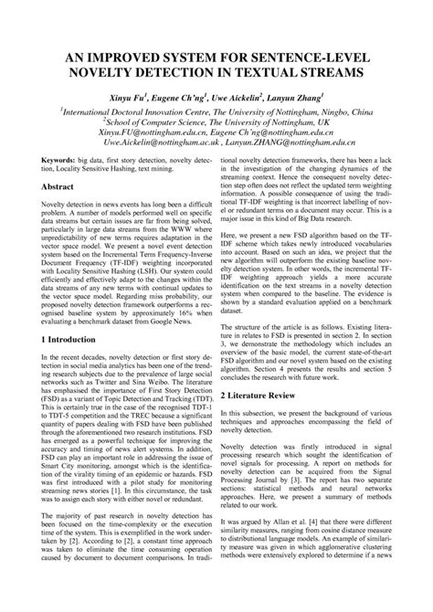 An Improved System For Sentence Level Novelty Detection In Textual Streams Deepai