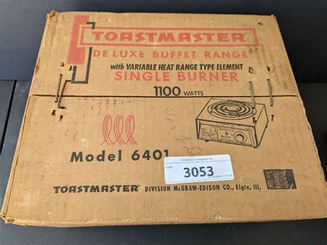 TOASTMASTER MODEL 6401 DELUXE BUFFET SINGLE BURNER RANGE WITH VARIABLE
