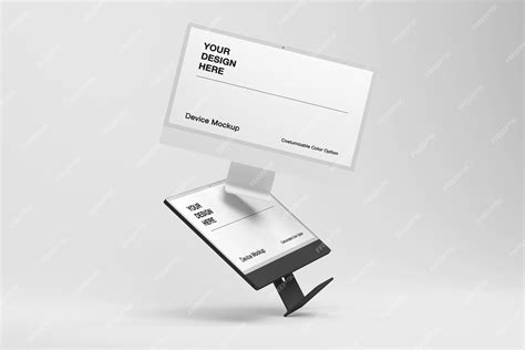 Premium Psd Computer Mockup On Modern Minimal Background With Editable Background And Object Color