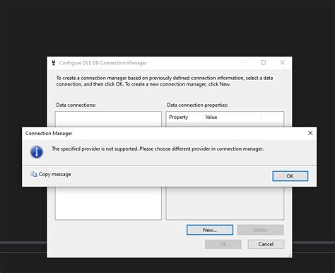The Specified Provider Is Not Supported Please Choose Different