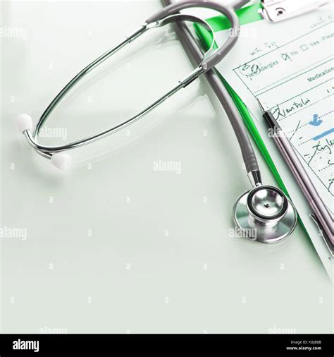 Stethoscope With Medical Clipboard Stock Photo Alamy