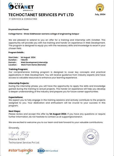 Dnyaneshwari Pawar On Linkedin Newjob Webdevelopment Internship Octanet Quicklearner