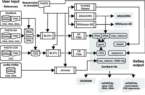 GeSeq Annotation Pipeline The User Provides Nucleic Acid FASTA