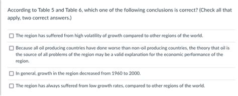 Solved Table 5 Mean And Volatility Of Output Growth Rates