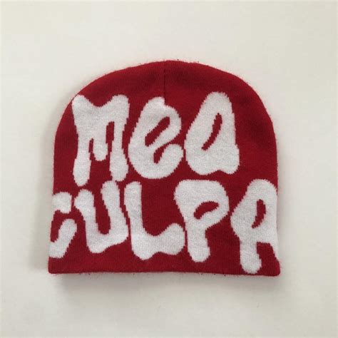 Mea Culpa Beanie Red Y2k Beanie Free Depop