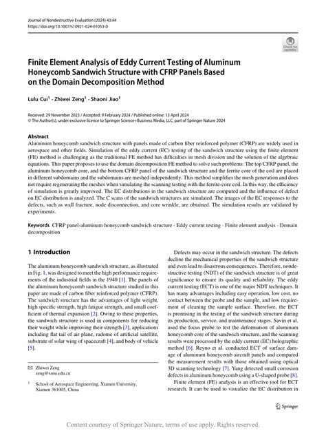 Finite Element Analysis Of Eddy Current Testing Of Aluminum Honeycomb