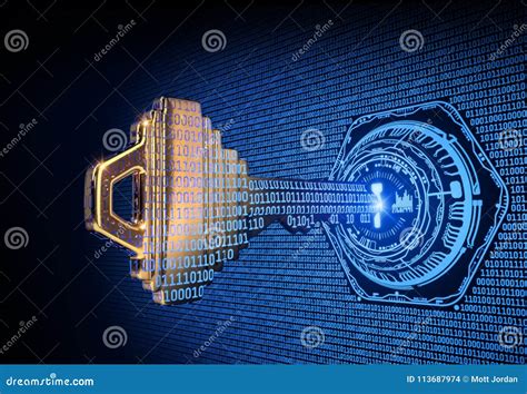 Cybersecurity Concept 3d Rendered Illustration Of A Binary Code Key Stock Illustration