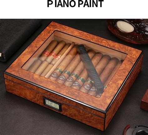 CIGARLOONG Ciagr Humidor Glass Top Handcraft Cedar Cigar Box With