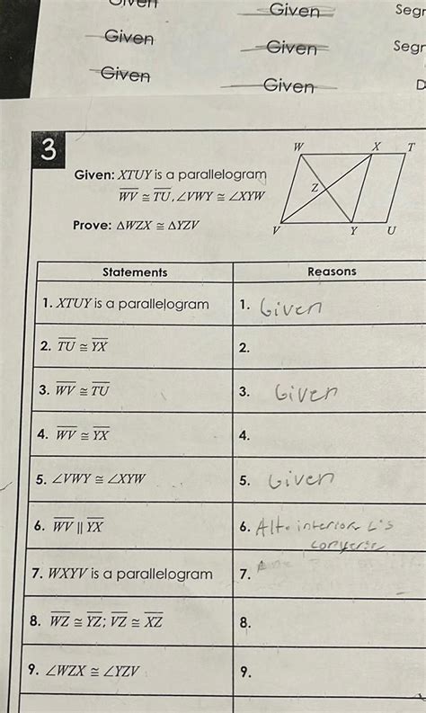 [answered] 3 Given Given Given Xtuy Is A Parallelogram Wv Tu Zvwy Zxyw Kunduz
