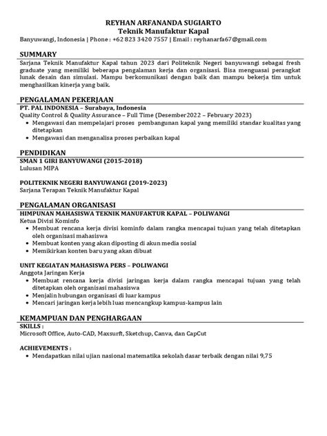 Cv Ats Friendly Pdf