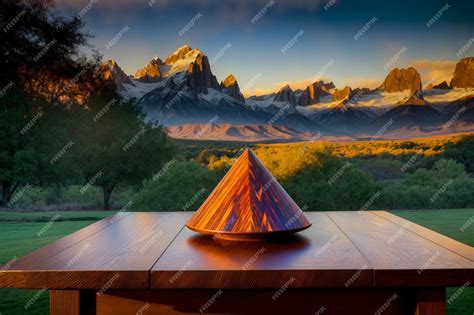 Premium Ai Image A Wooden Table With A Cone Shaped Object On Top Of It