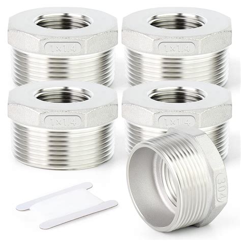 Taisher 5pcs 304 Stainless Steel Reducer Hex Bushing