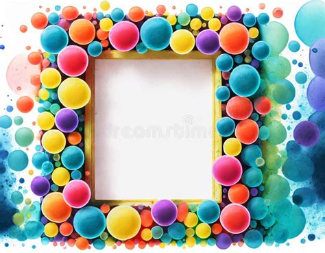 Abstract Colorful Bubble Art Frame On White Background On Digital Art