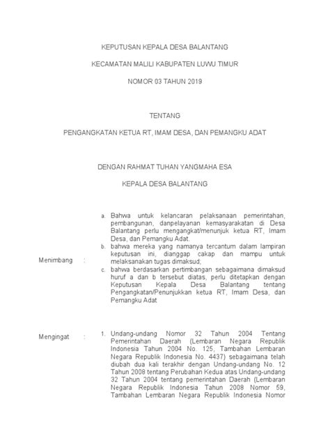 Contoh Sk Imam Desa Pdf