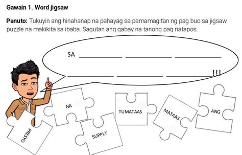 Gawain Word Jigsawpanuto Tukuyin Ang Hinahanap Na Pahayag Sa