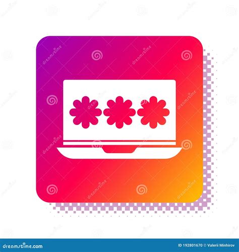 White Laptop With Password Notification Icon Isolated On White Background Security Personal