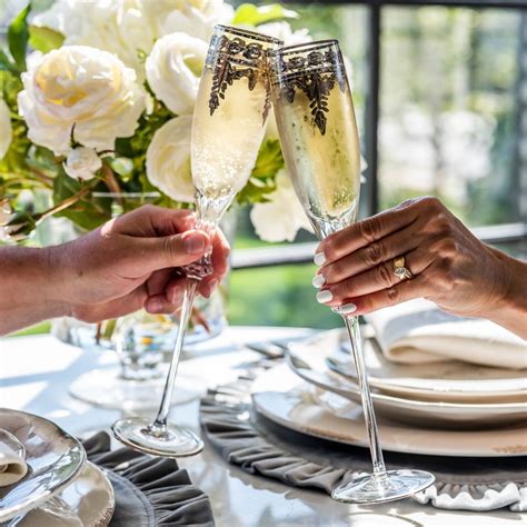 Vetro Platinum Wedding Flute Set Arte Italica