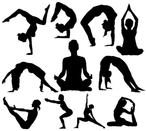 Premium Vector A Collection Of Yoga Silhouettes Depicting Various