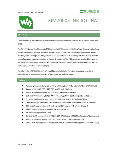 Sim7000e Nb Iot Hat Manual En Download Free Pdf Port Computer Networking General Packet