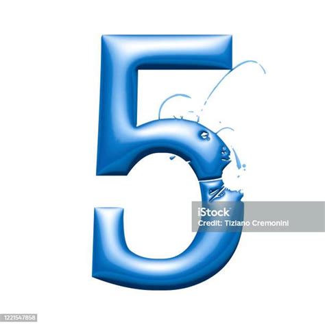 블루 메탈릭 알파벳 엠보싱 넘버 5 3d 일러스트 0명에 대한 스톡 사진 및 기타 이미지 0명 3차원 형태 5 Istock