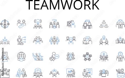 Teamwork Line Icons Collection Collaboration Partnership Alliance