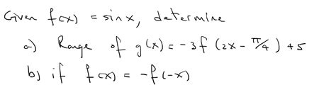 Solved Given Fox Sinx Determine A Range Of G X 3f