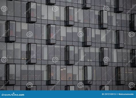 Modern Office Building With Glass Windows Facade Reflection Sky Modern
