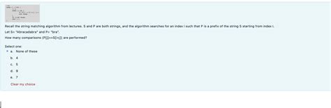 Solved Recall The String Matching Algorithm From Lectures S Chegg Com