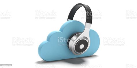 클라우드 컴퓨팅 및 음악 블루 구름 고 흰색 배경에 고립 된 헤드폰입니다 3 차원 일러스트 레이 션 0명에 대한 스톡 사진 및 기타 이미지 Istock