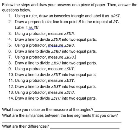 Solved Follow The Steps And Draw Your Answers On A Piece Of Chegg