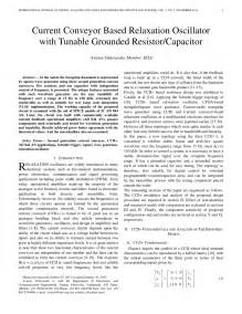 Pdf Current Conveyor Based Square Wave Generator With Tunable Grounded Resistorcapacitor