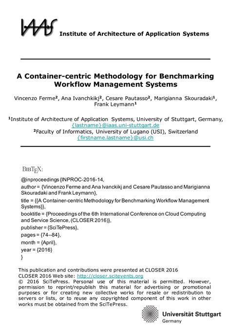 Pdf A Container Centric Methodology For Benchmarking Workflow Management Systems