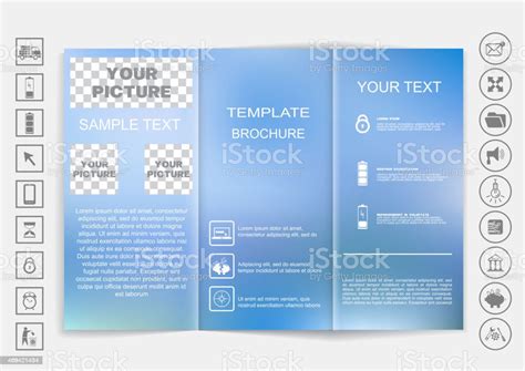 Trifold Brochure Mock Up Vector Design Blur Background向量圖形及更多2015年圖片
