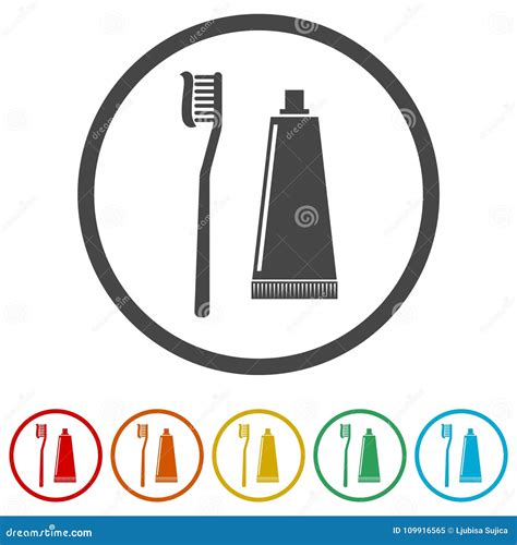 Tandenborstel Met Tandpasta Vlak Pictogram Tandenborstelpictogram 6