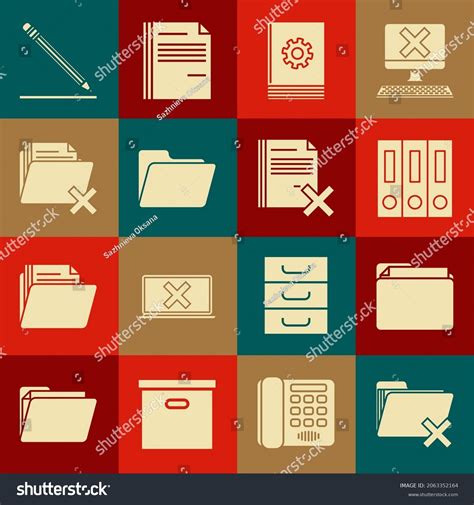 Set Delete Folder Document Office Folders Stock Vector Royalty Free Shutterstock