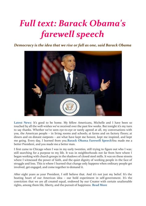 Ppt Full Text Barack Obamas Farewell Speech Powerpoint Presentation