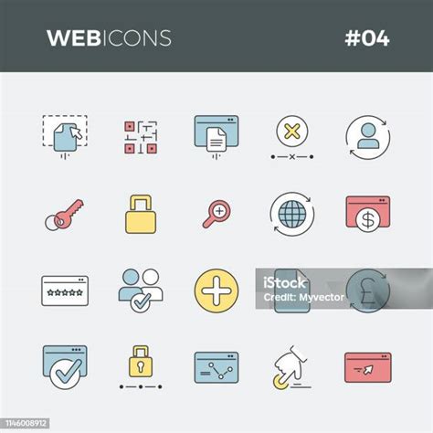 Ikon Warna Linear Web 04 Iconset Dengan Simbol Tombol Web Bisnis