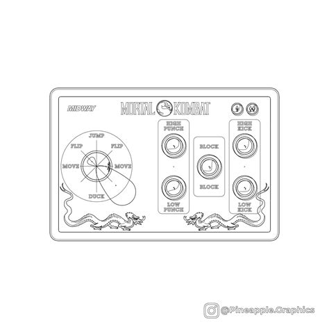 Fan Art Mortal Kombat Themed Arcade Controller Vector Illustration