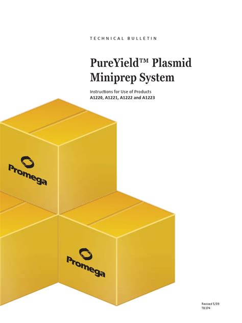 Pureyield Plasmid Miniprep Protocol Promega Pdf Plasmid Genetics