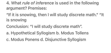 Solved What Rule Of Inference Is Used In The Following Chegg