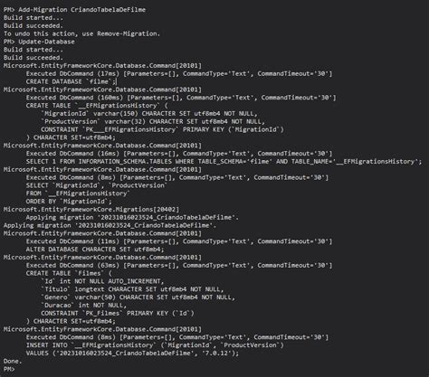 Mesmo rodando as Migrations não criou o BD Filmes no MySQL NET 6