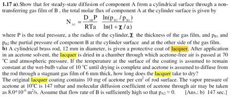 Show That For Steady State Diffusion Of Component A Chegg