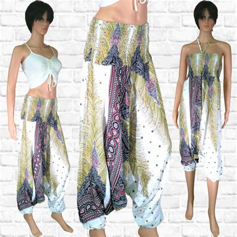Rayon Pants Dress Peacock Feathers Harem Pants Dance Pants