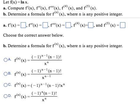 Solved Let F X In X Compute F X F X F X Chegg Com