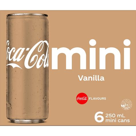 Coca Cola Vanilla Soft Drink Mini Cans 250ml X 6 Pack Woolworths