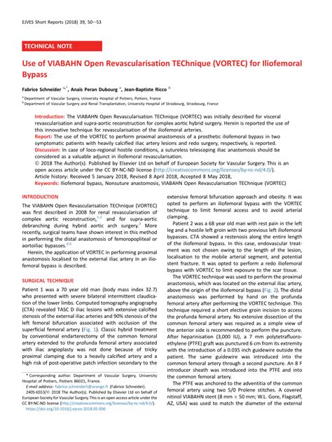 Pdf Use Of Viabahn Open Revascularisation Technique Vortec For