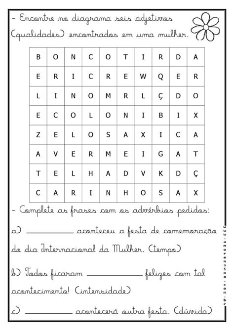 Dia Internacional Da Mulher Poema E Atividades Gramaticais Para O 4º