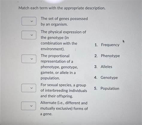 Solved Match Each Term With The Appropriate Description The Chegg Com